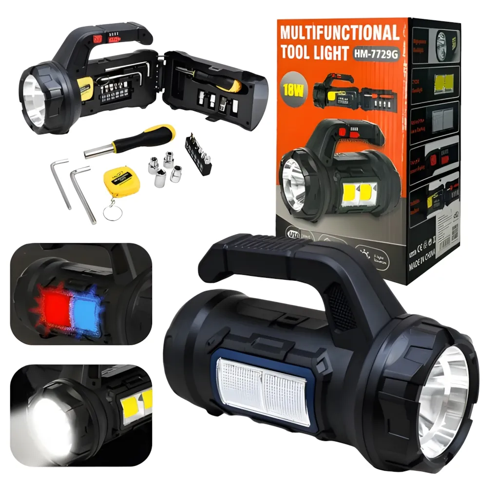 Linterna COB Multifunción Con Herramientas hm-7729g | EL BAJO IMPORTADORA