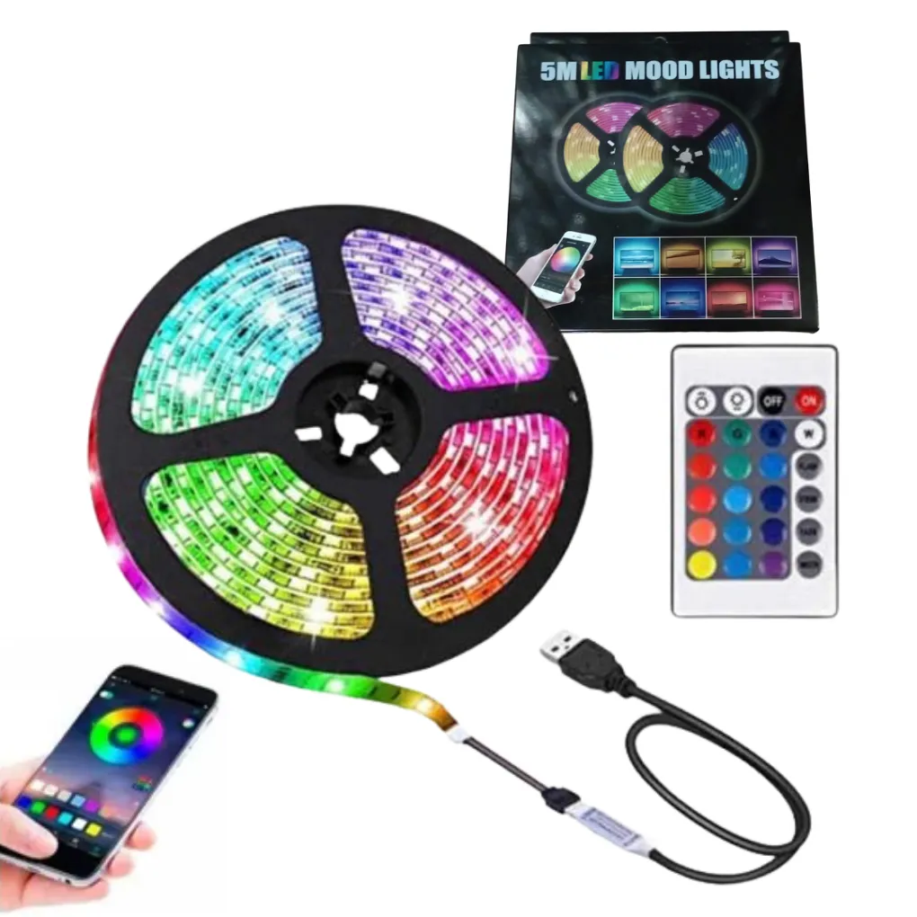 Tira LED Configurable RGB Con Entrada USB 5050 | EL BAJO IMPORTADORA